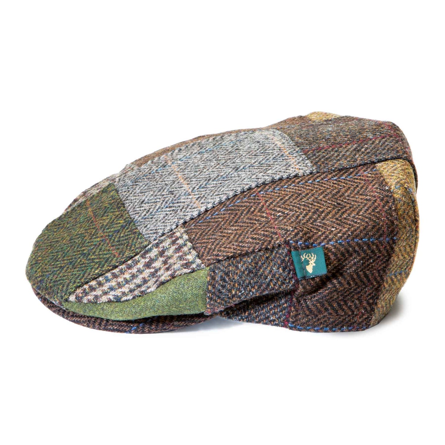 Green Patchwork Flat Cap