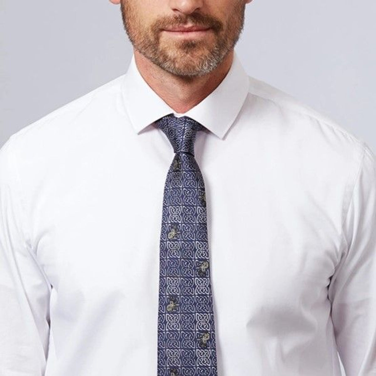 Celtic Knotwork Silk Tie with Dog Motif Embroidery | 100% Silk