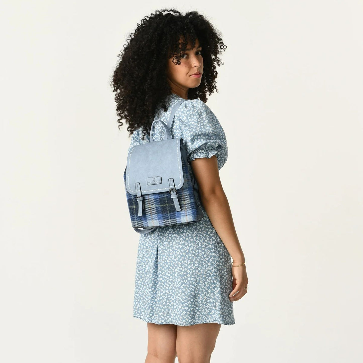 Handcrafted Harris Tweed Jura Backpack, Blue Tartan | Authentic Harris ...