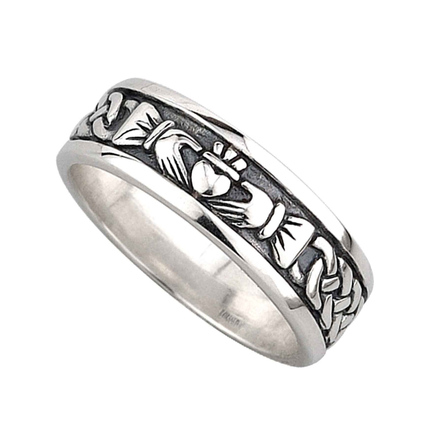 Silver Men's Oxidized Claddagh Ring - Authentic Irish Jewelry