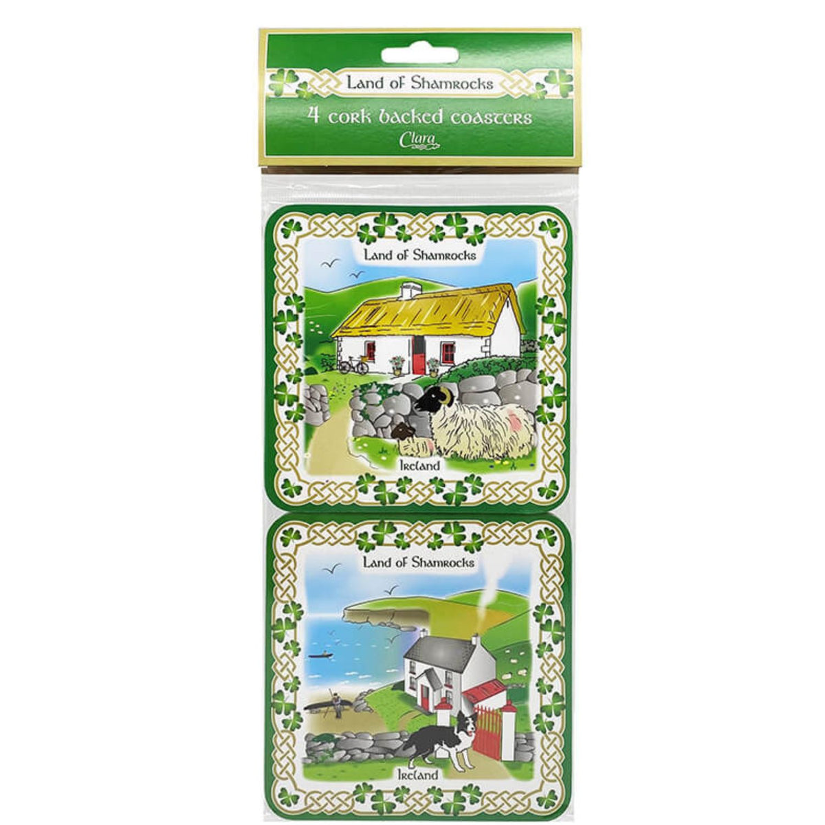 Set of 4 Irish Themed Coasters | 100% wood | Fast US Shipping