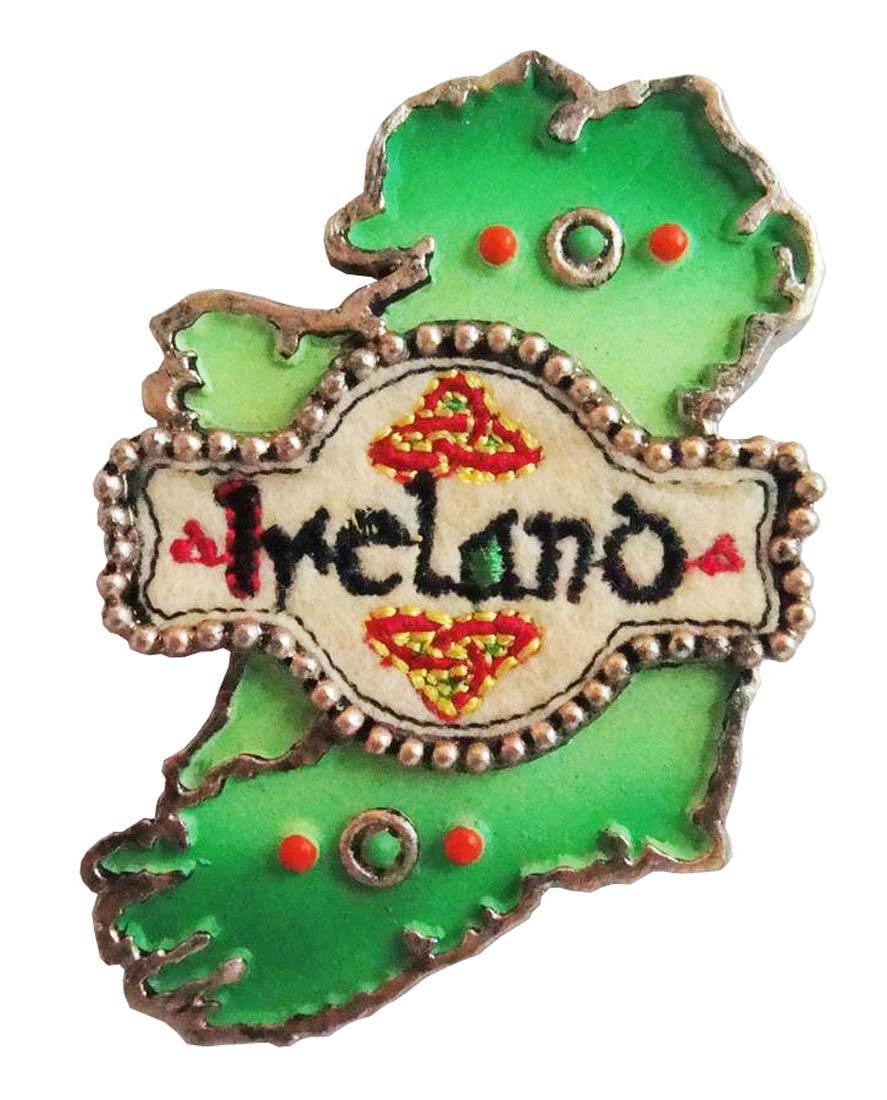 Handmade Map of Ireland Embroidered Magnet | US Shipping