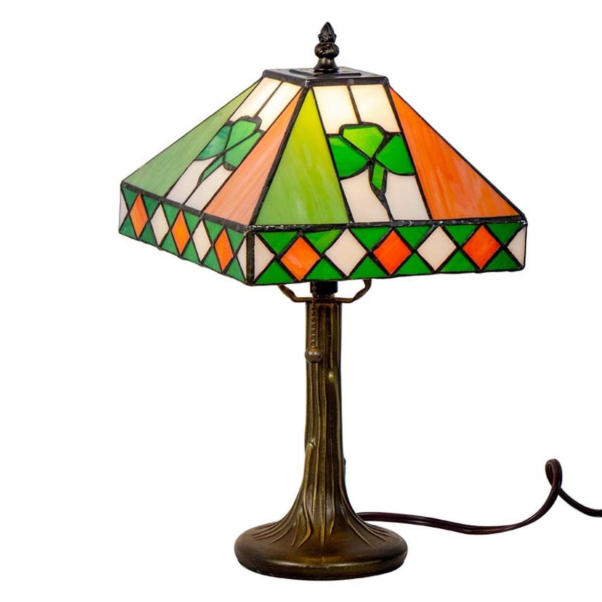 Stained Glass Irish Shamrock Tiffany Lamp | Fast US Shipping