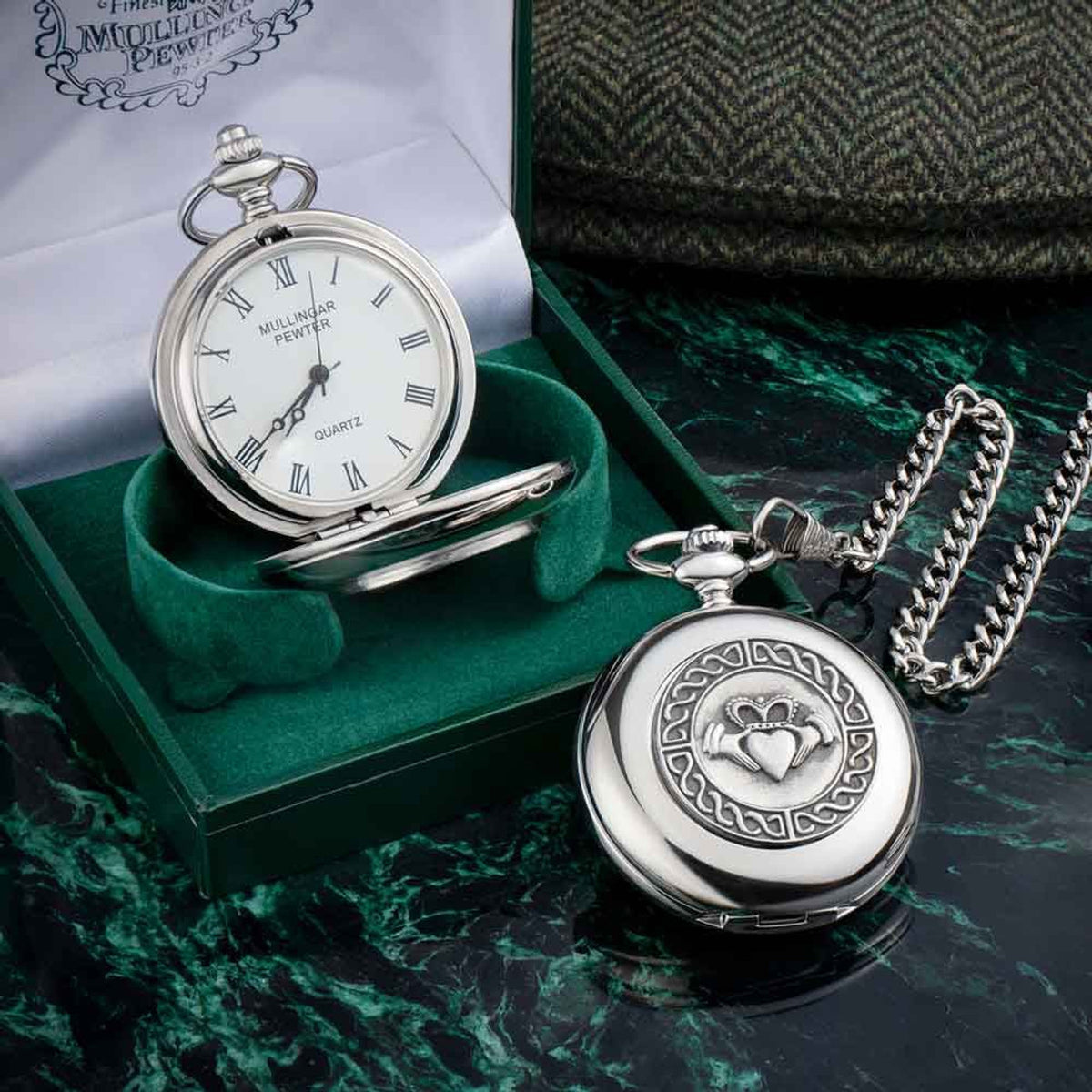 Irish Claddagh Pocket Watch | 100% Pewter
