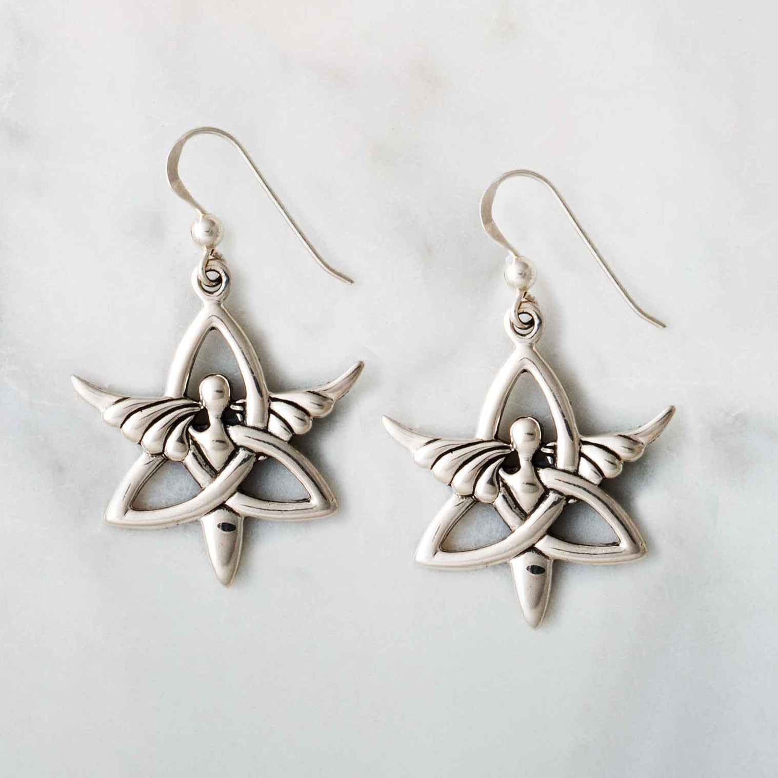 Angel Trinity Knot Sterling Silver Earrings