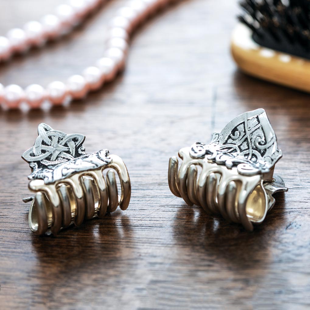 Pewter Celtic Hair Clip Set